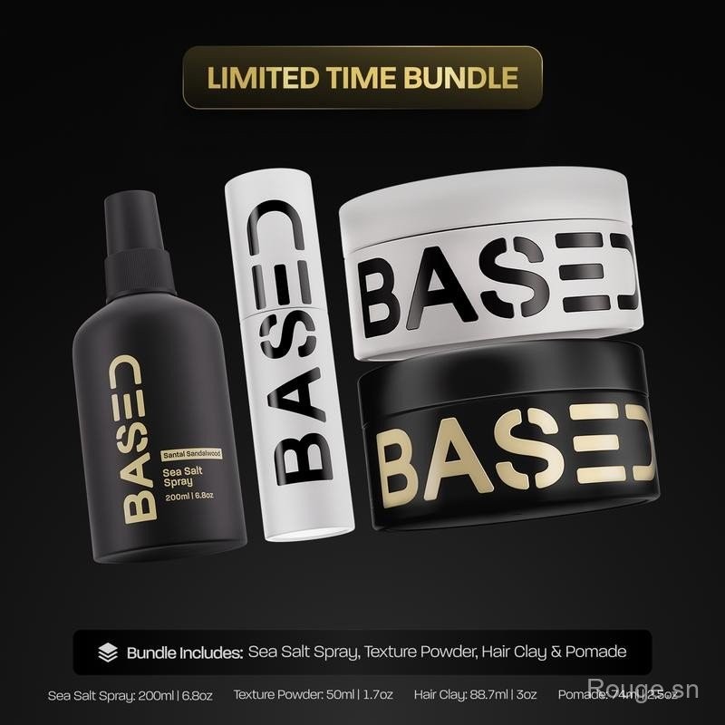 BASED Ultimate Straight/Wavy Hair Styling Bundle | Texture Powder, Clay, Pomade, Sea Salt ...