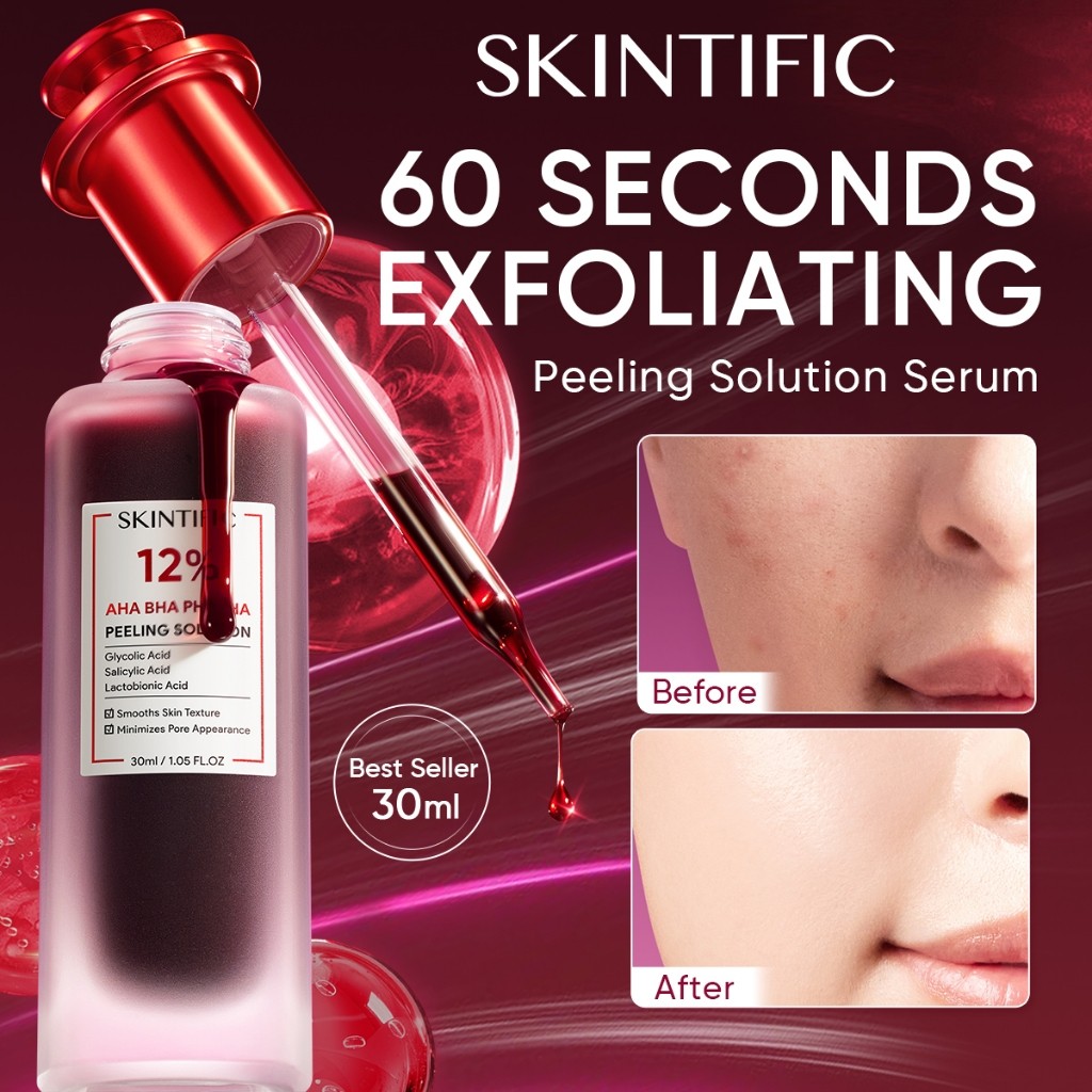 SKINTIFIC 12%AHA BHA PHA LHA Peeling Solution Serum Muka Whitening ...