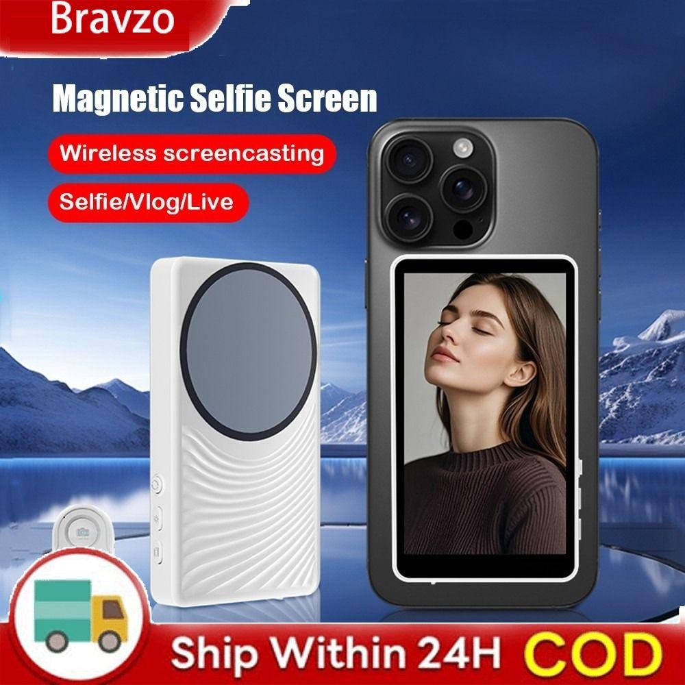 BRAVZO Magnetic Phone Selfie Monitor, 4 HD Display Magnetic Attachment ...