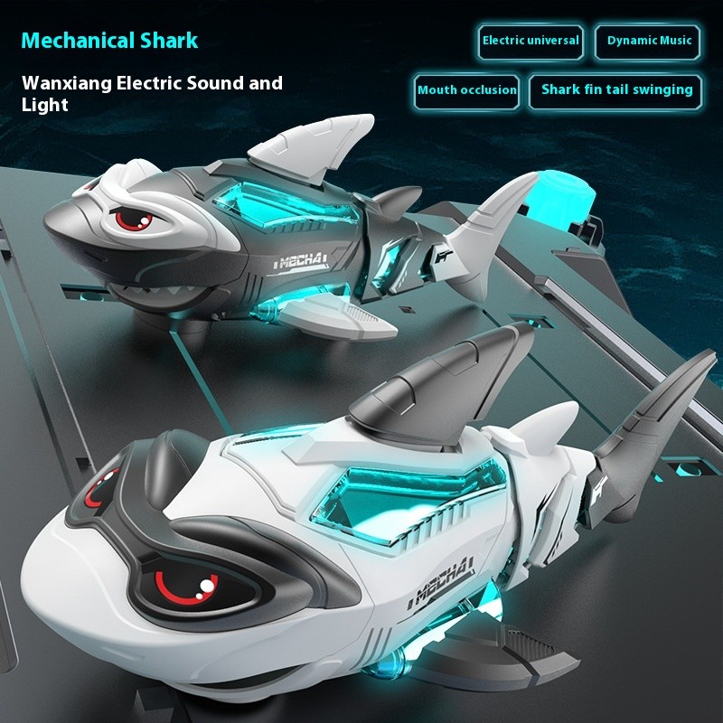 Electric Walking Shark Toy, Moving Mechanical Shark, Kids Light-Up ...