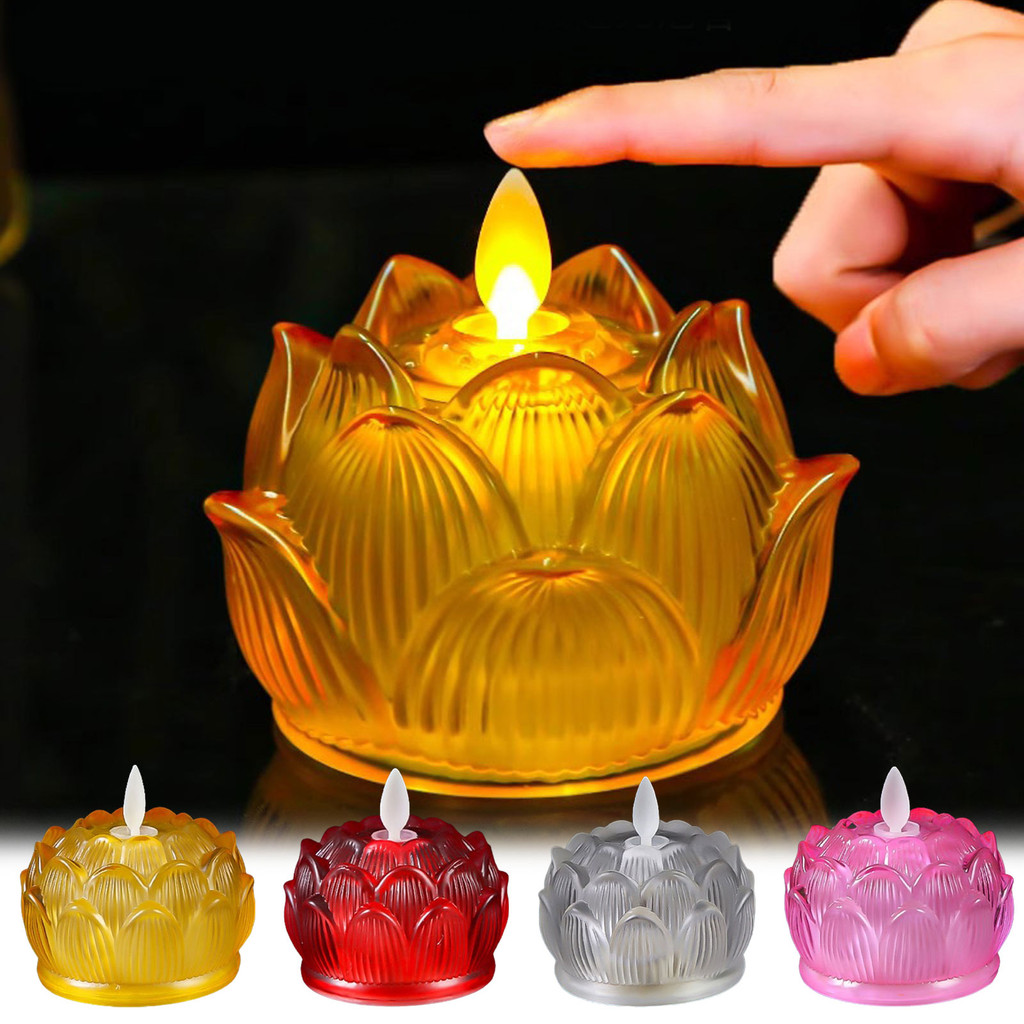 Mirror-Life Led Crystal Glazed Lamp Lotus Flower Candle Lamp For Buddha ...