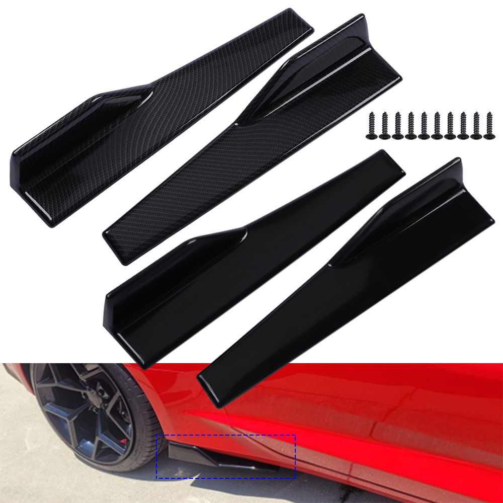 Carbon Fiber Universal 45cm Car Side Skirt Rocker Splitter Winglet Side ...