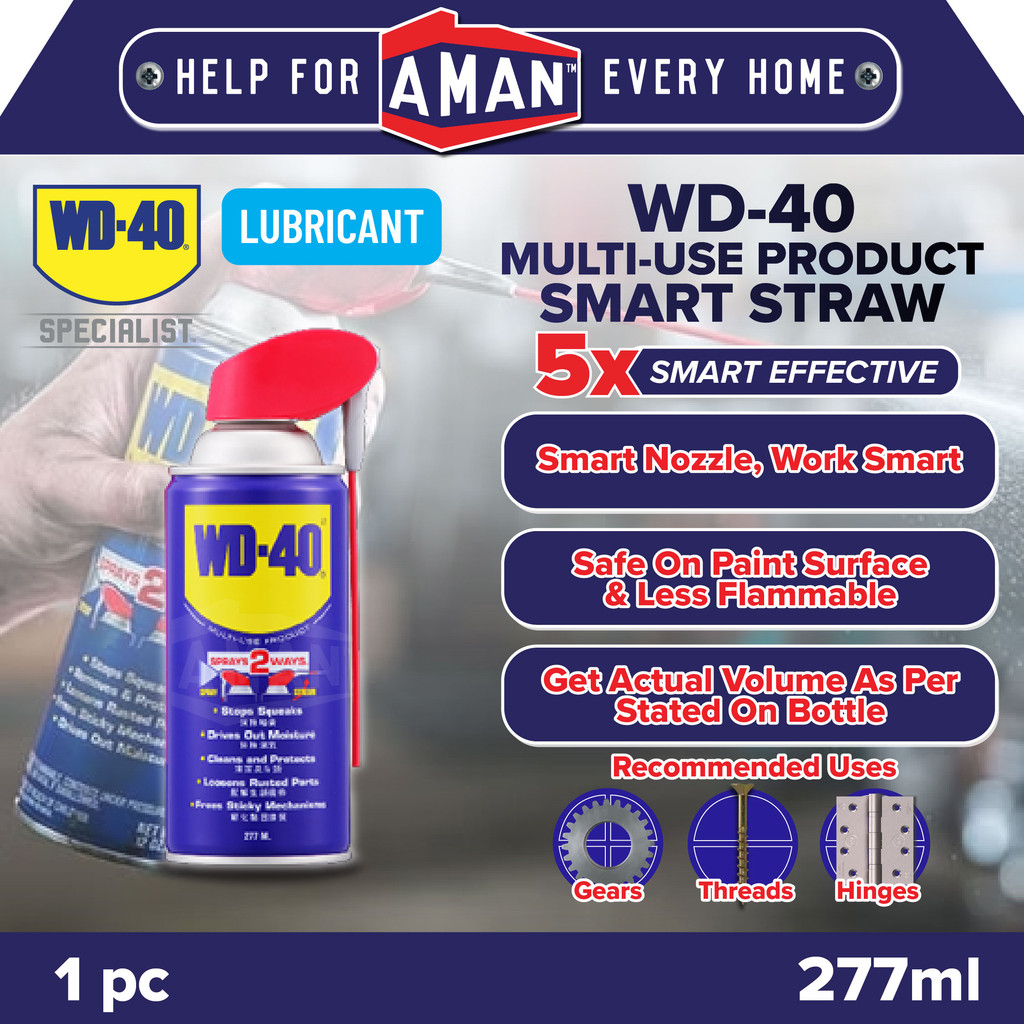 WD-40 Antirust Lubricant Multi Use Product Smart Straw Spray 277ml ...