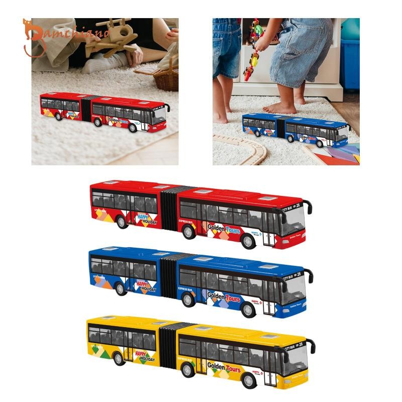 [Gamchiano] Pull Back Long Bus Model Two Section Articulated Bus Toy ...