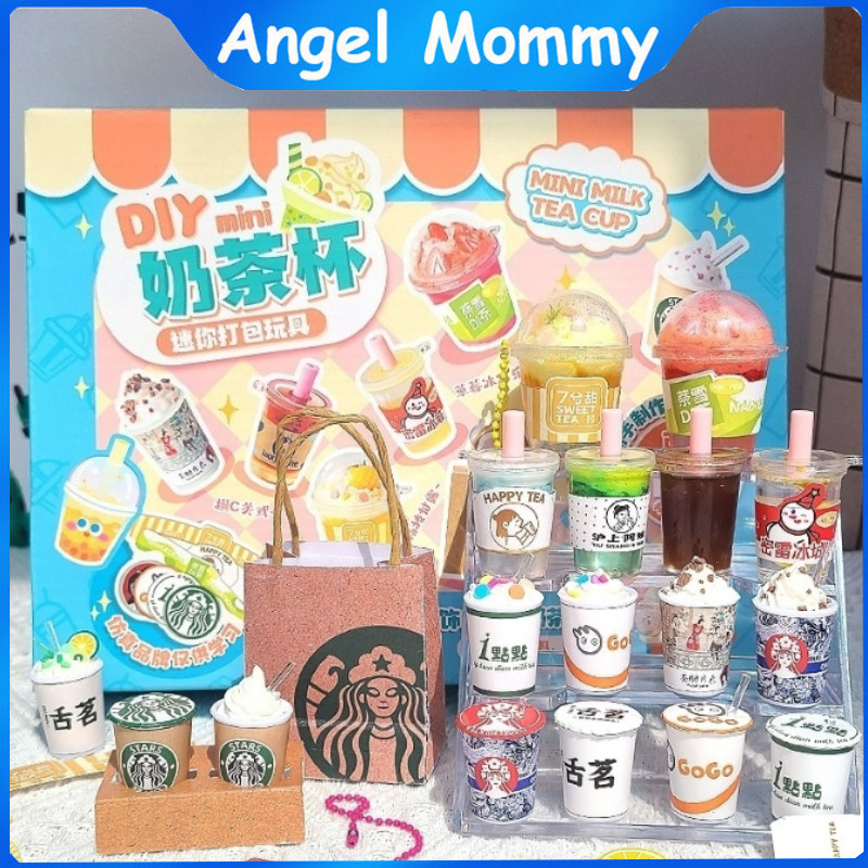 DIY Milk Tea Cup Toy Mini Handmade Material Kit Kids Pretend Play Toy ...