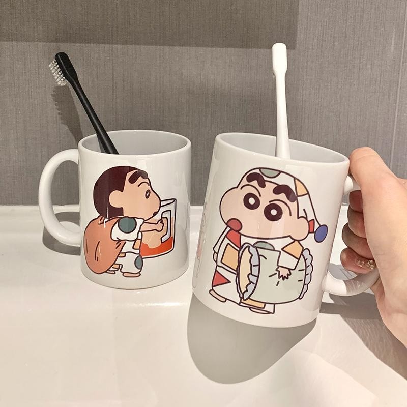 Cawan berus gigi yang comel, cawan pencuci mulut kaca, keluarga tiga ...
