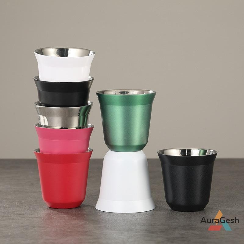 [AuraGesh] Summer New Simple Flat Bottom Cup Stainless Steel Double ...