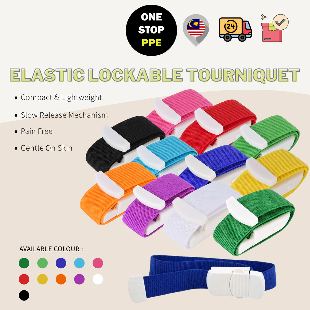 [OneStopPPE] Elastic Lockable Tourniquets in Multiple Colours - 1pc ...