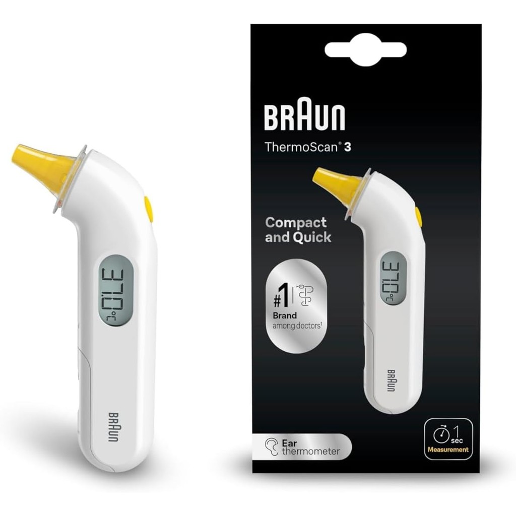 Termometer telinga Braun ThermoScan 3 - Pengukuran pantas 1 saat ...