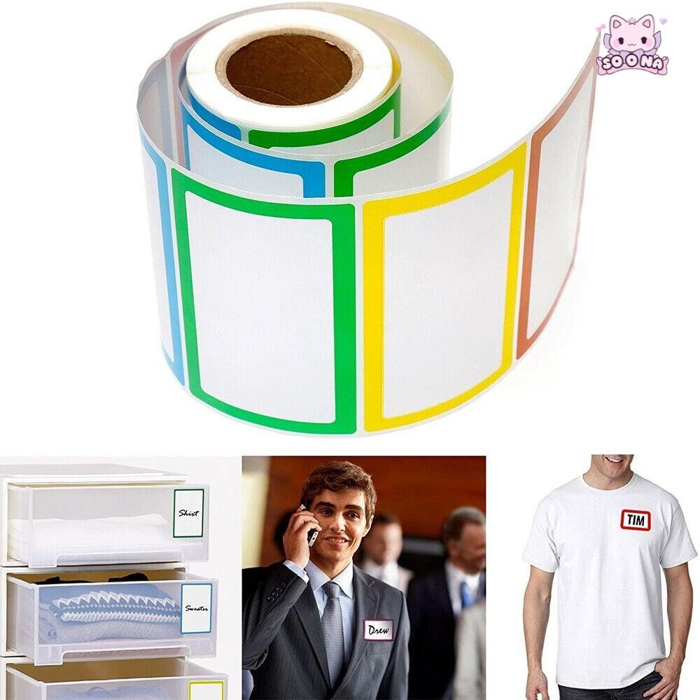 SOONA Labels Sticker, 1 Roll Colorful Name Tag Labels, Adhesive Sticker ...