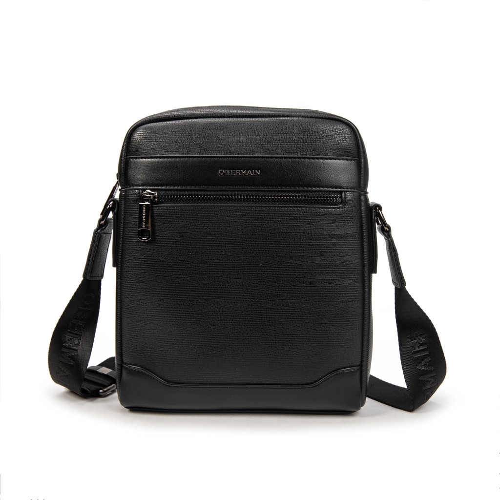 OBERMAIN Men's Sling Bag / Synthetic Leather / Black / OBC552P3 ...