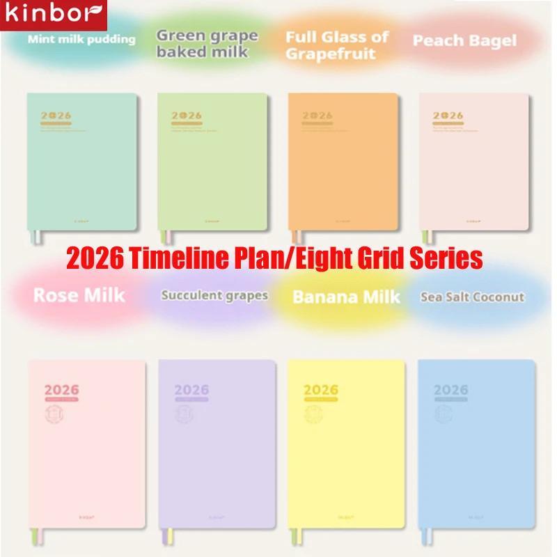 Kinbor 2026 Yearly Planner,A5 Timeline/Eight Grid Journal Notepads 52g ...