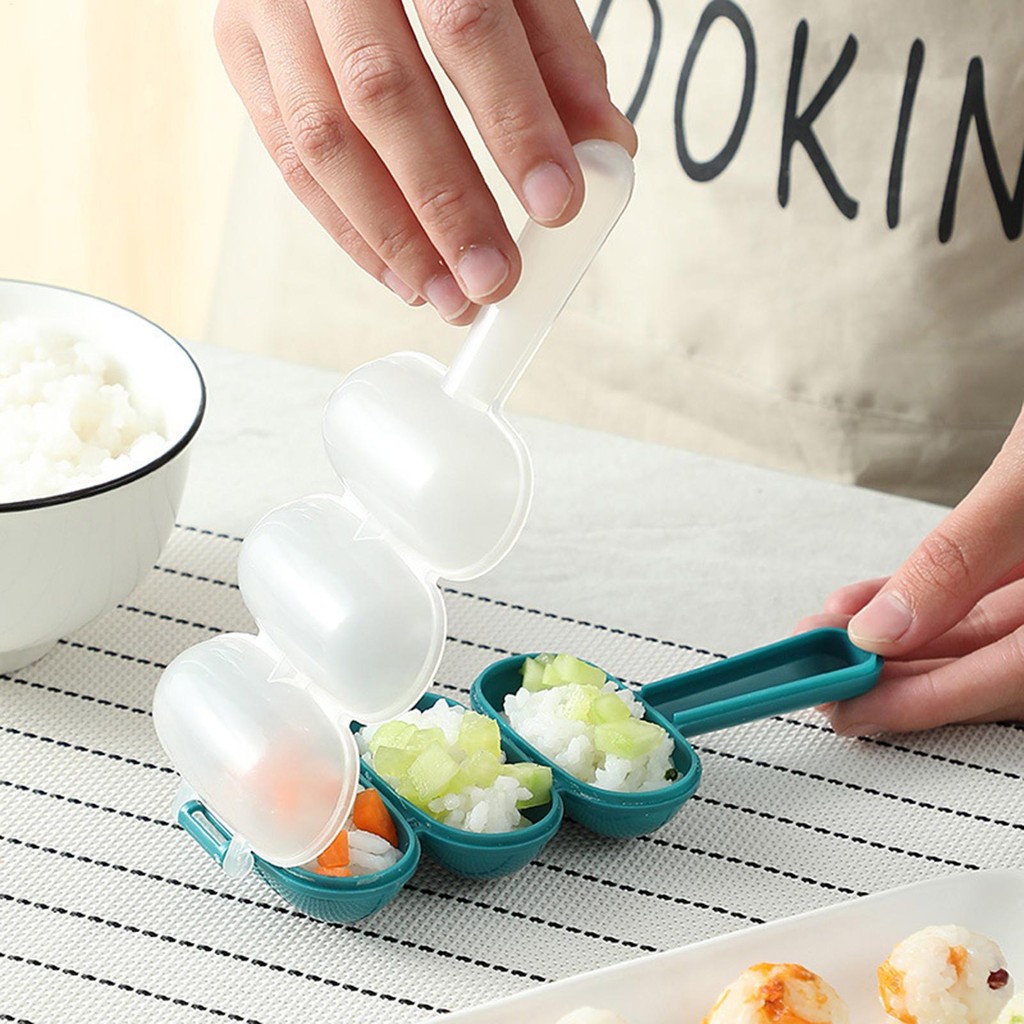 Kids DIY Rice Ball Maker Mould Shaker 3 Consecutive Bento Box Press ...
