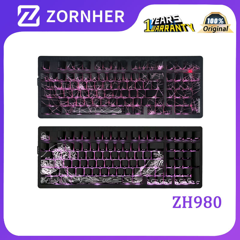 ZORNHER ZH980 black transparent spider web mechanical keyboard, gaming ...