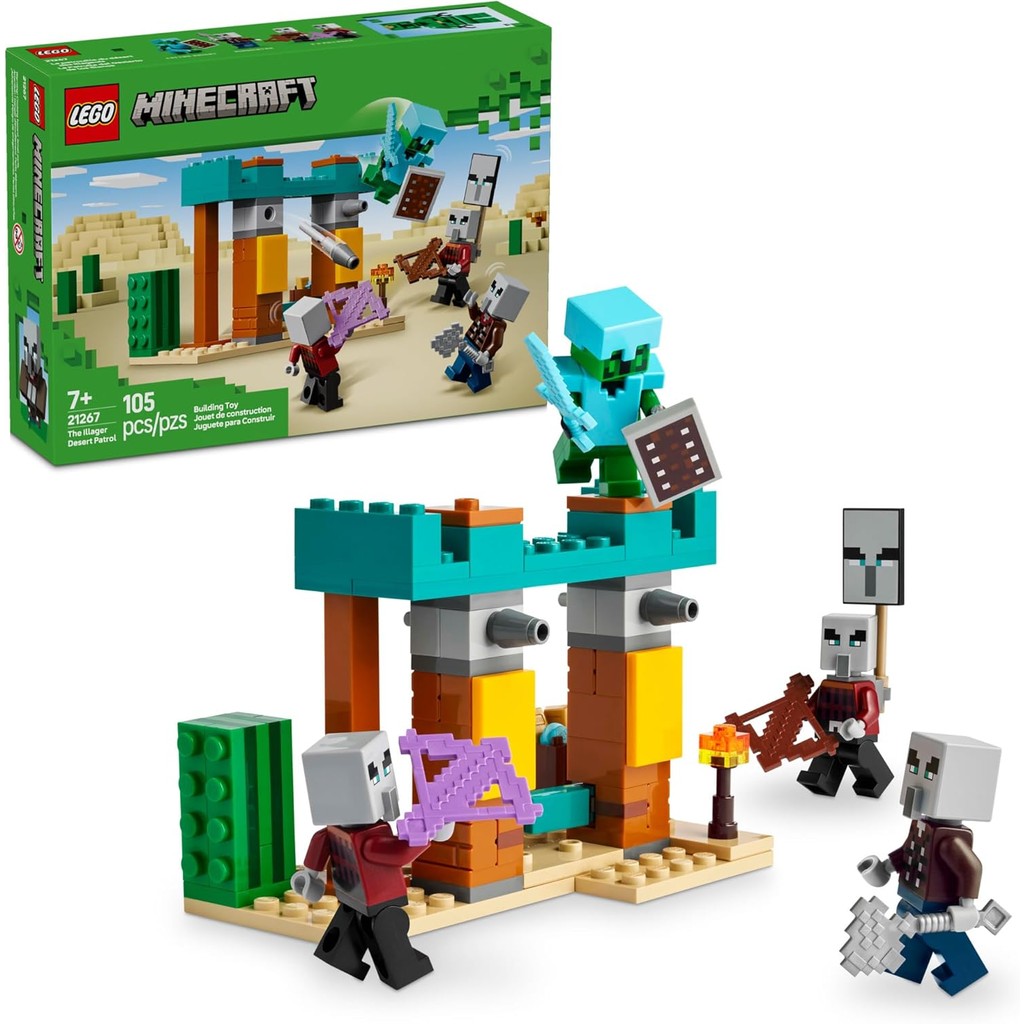 LEGO Minecraft The Illager Desert Patrol Angka Mainan dan Set Mainan ...