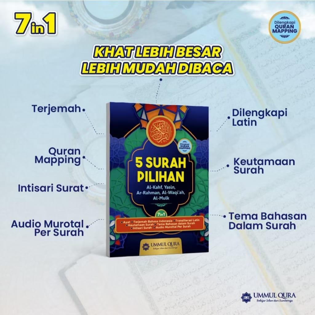 Book of Five Selected Letters (Al-Kahfi, Yasin, Al-Mulk, Ar-Rahman & Al ...