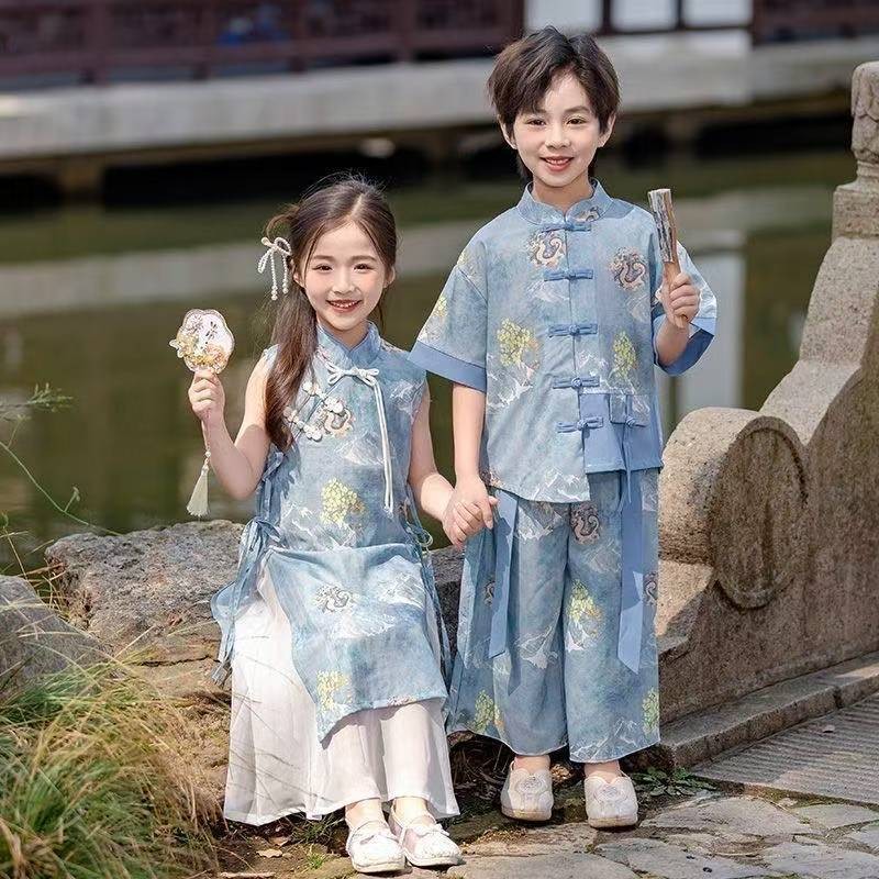 Girls Students Classic Chinese Style Hanfu Cheongsam Chinese Costume ...