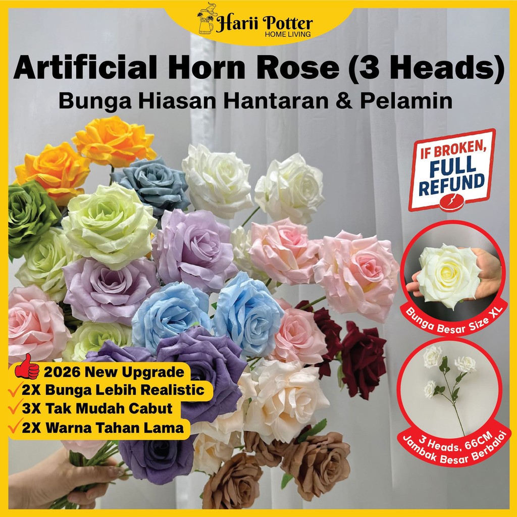 Rose Artificial Flower Fake Flower Bunga Rose Hiasan Meja Bunga Tangan ...