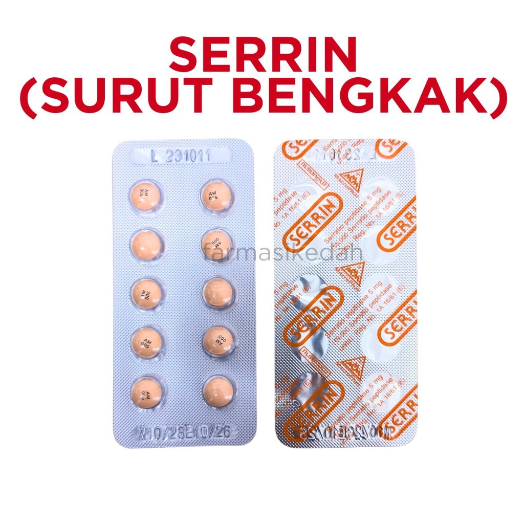 Serrin Serratiopeptidase 5mg Tablet 10’s Strip | Ubat Surut Bengkak ...