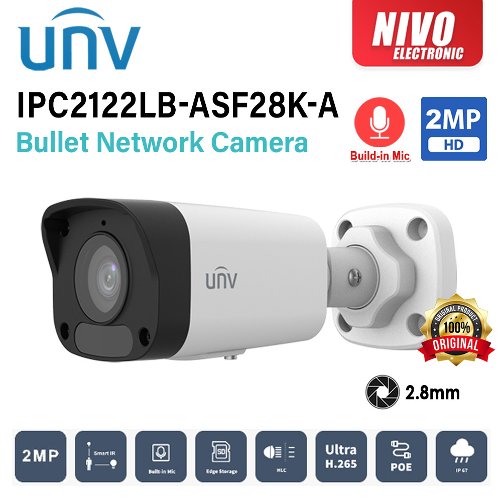 UNV Uniview IPC2122LB-ASF28K-A 2MP Outdoor Bullet 2.8mm Lens Mic IP ...
