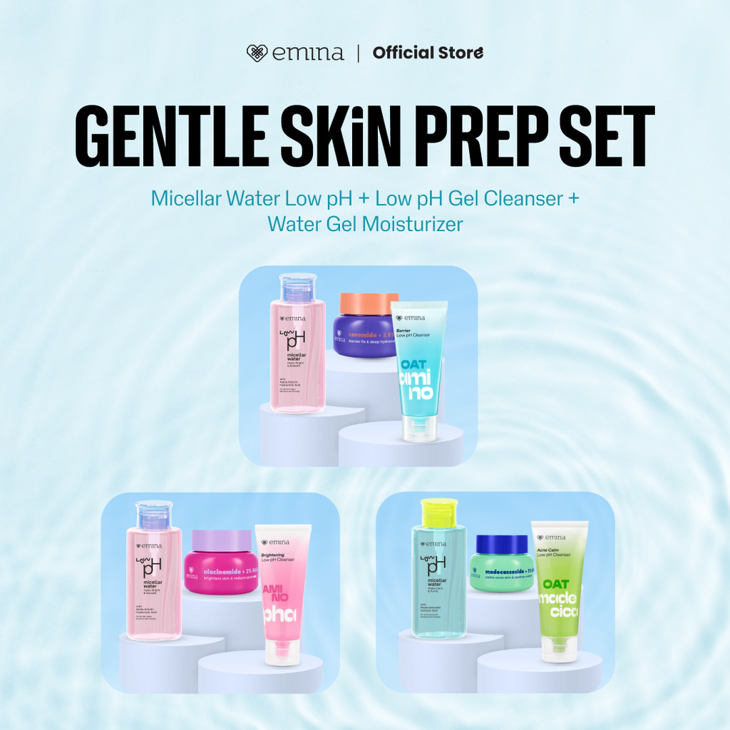 Emina Gentle Skin Prep Set - Low pH Micellar Water 300ml + Water Gel ...