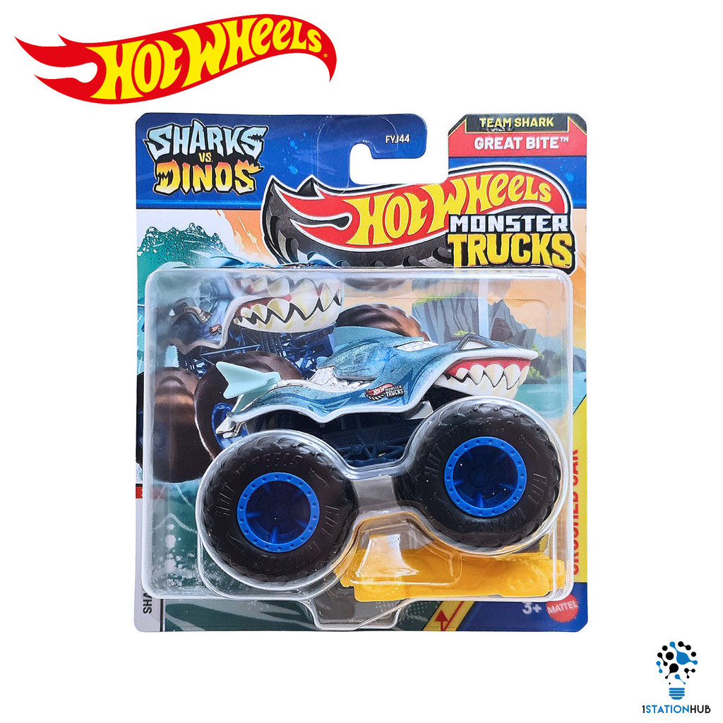 Hot Wheels Monster Trucks Great Bite Team Shark Mattel Diecast 1:64 ...