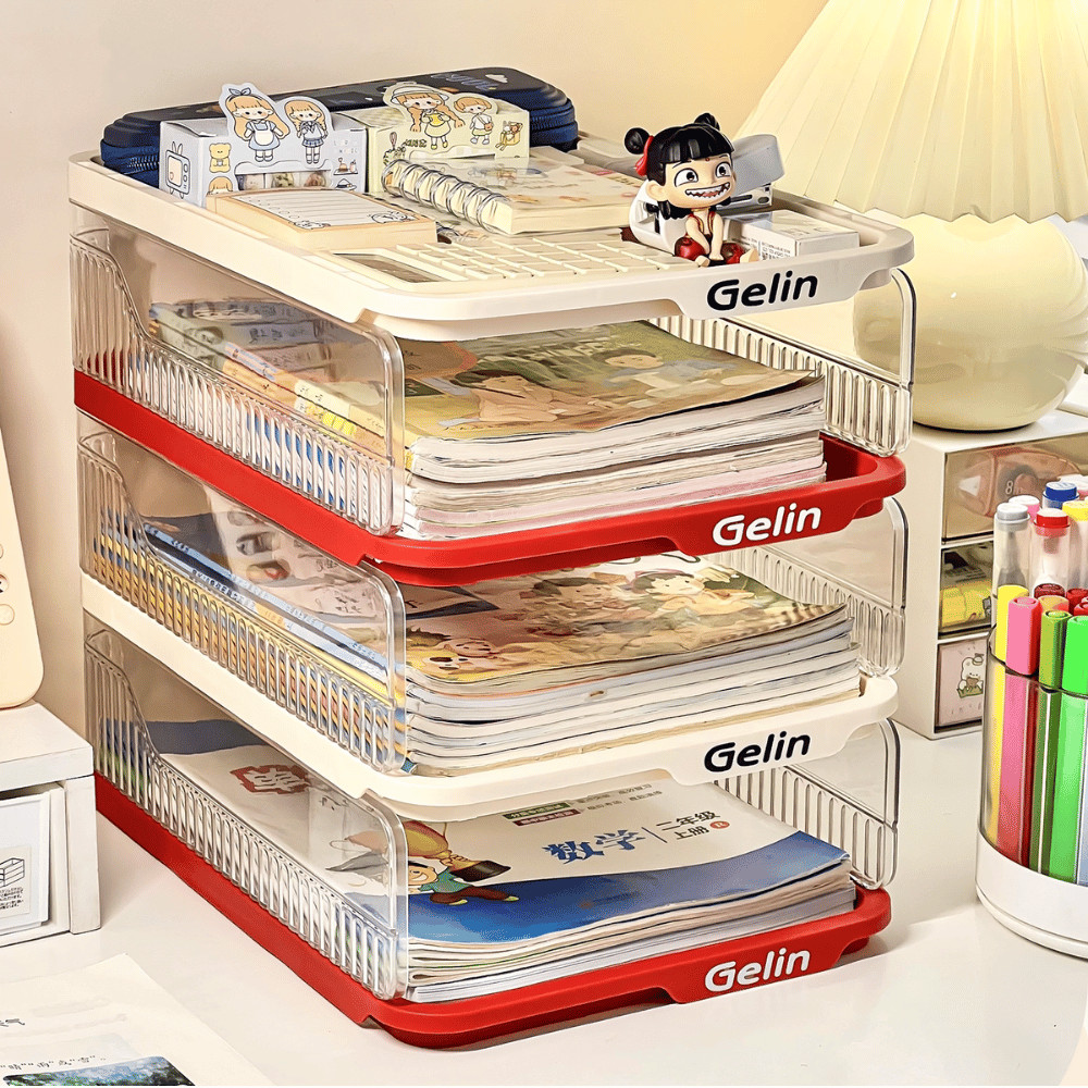 Multi-Layer Paper Tray Stackable File Organizer Document Storage Rack ...