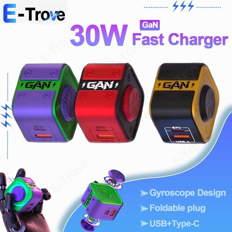 Portable GaN Wall Mounted 30W Fast Charging Phone Charger Dual Port USB ...