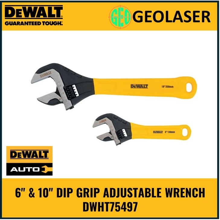 Dewalt DWHT75497 2PC Dip Grip 6 Inch & 10 Inch Adjustable Wrench ...