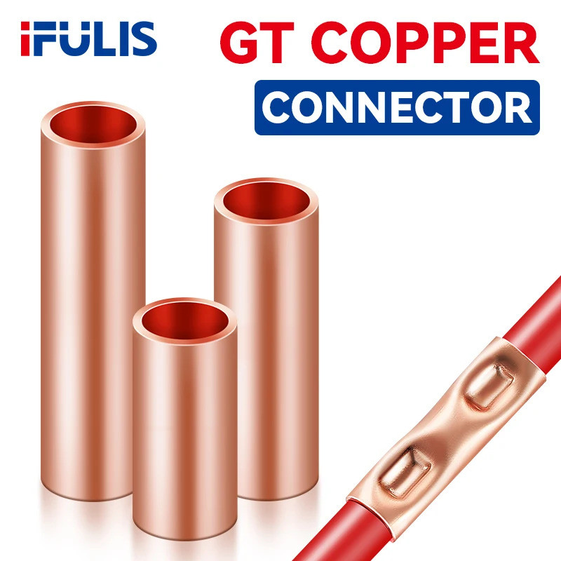 100Pcs GT Copper Connecting Pipe Wire Joint Small Copper Tube Terminal ...