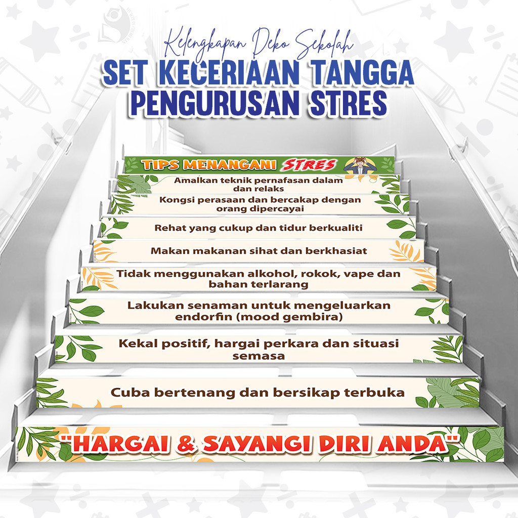 🌼1 DAY SHIP🌼 Set Banner Hiasan Tangga (Pengurusan Stres) Hiasan Sekolah ...