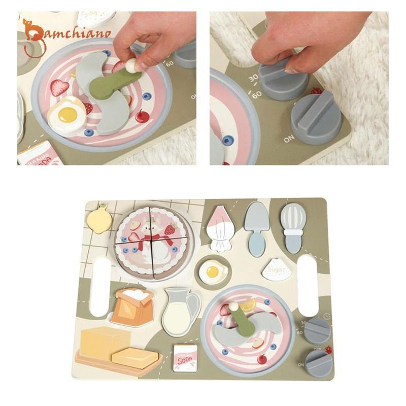 gamchiano Wooden Cake Play Food Toy Role Play Realistic Educational ...