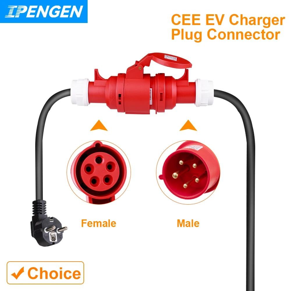 IPENGEN EV Charger Adapter Schuko to Red CEE Socket 5 Pins Socket ...