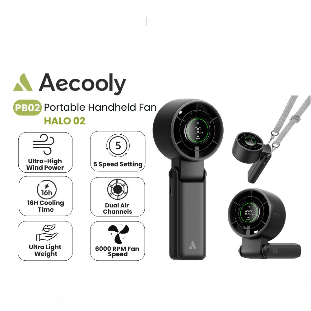 Aecooly Halo 02 - Portable Dual Air Channels Handheld Fan | Shopee Malaysia