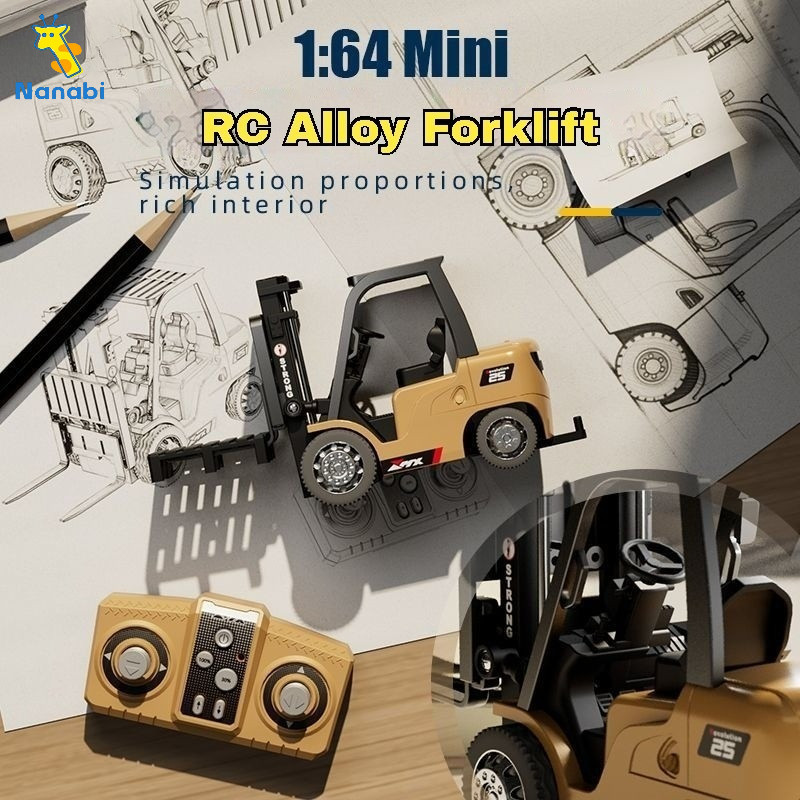 1:64 Mini Alloy RC Forklift Desktop Car 4WD Full-scale Remote Control ...