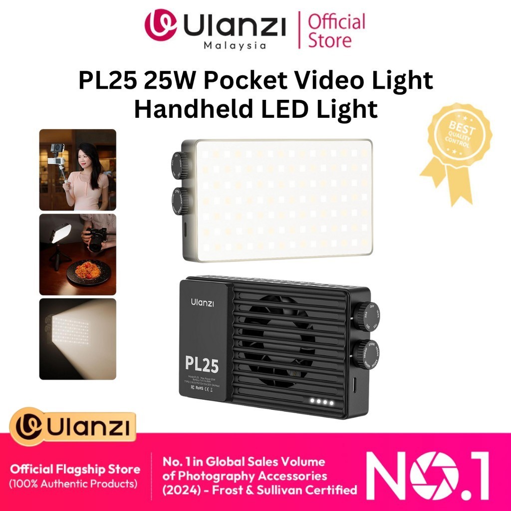 Ulanzi PL25 25W Pocket Video Light Handheld LED Light 2700K-6500K Bi ...