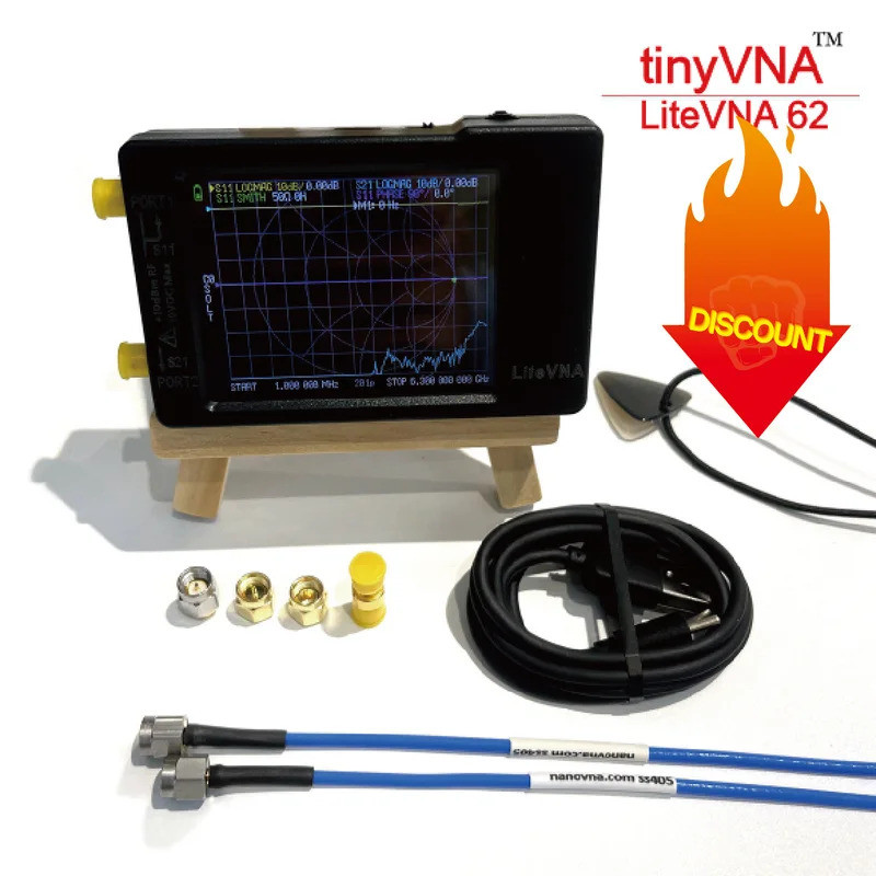 Original Hugen 50kHz ~ 6.3GHz tinyVNA - LiteVNA 62 2.8" Display Vector ...
