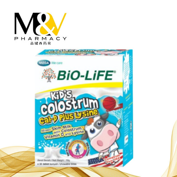 BIO-LIFE KID'S COLOSTRUM CAL-D PLUS LYSINE CTABS 30S EXP05/2026 ...