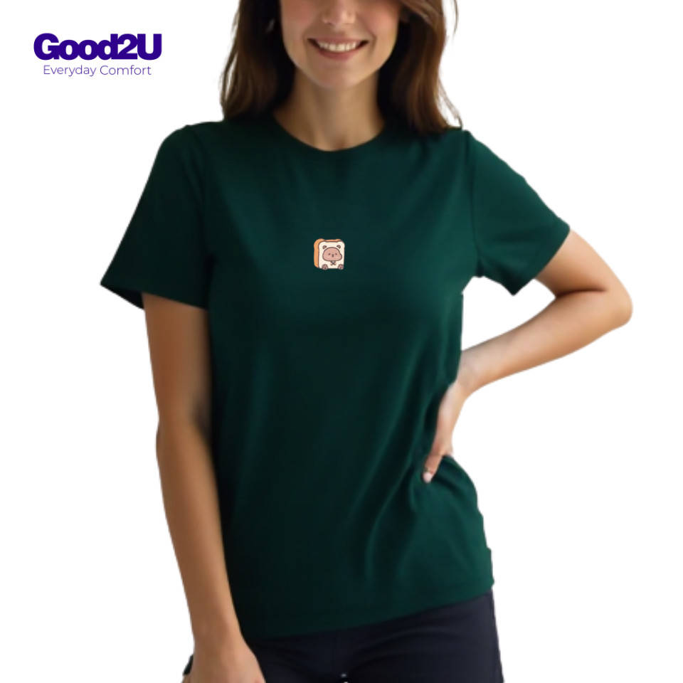 [GOOD2U] Plein Kotton Women Short Sleeve Graphic T-Shirt - Bread/ Baju ...