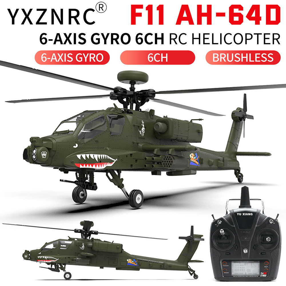 YXZNRC F11 AH-64D Apache RC Helicopter with 6-Axis Gyro 2.4G 6CH 1:32 ...