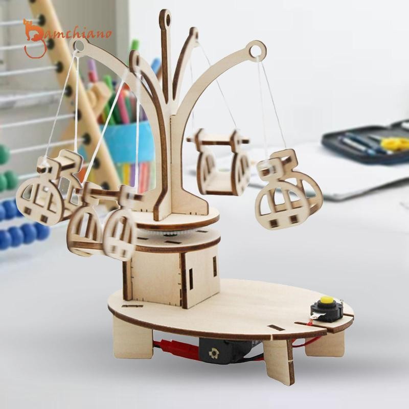 gamchiano Wooden Rotating Chair Learning Toy DIY Model Carousel Playset ...