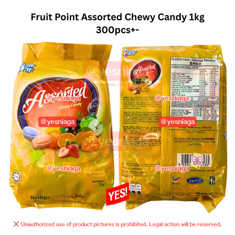 *HALAL* Fruit Point Assorted Chewy Candy 1kg (±300pcs) yesniaga ...