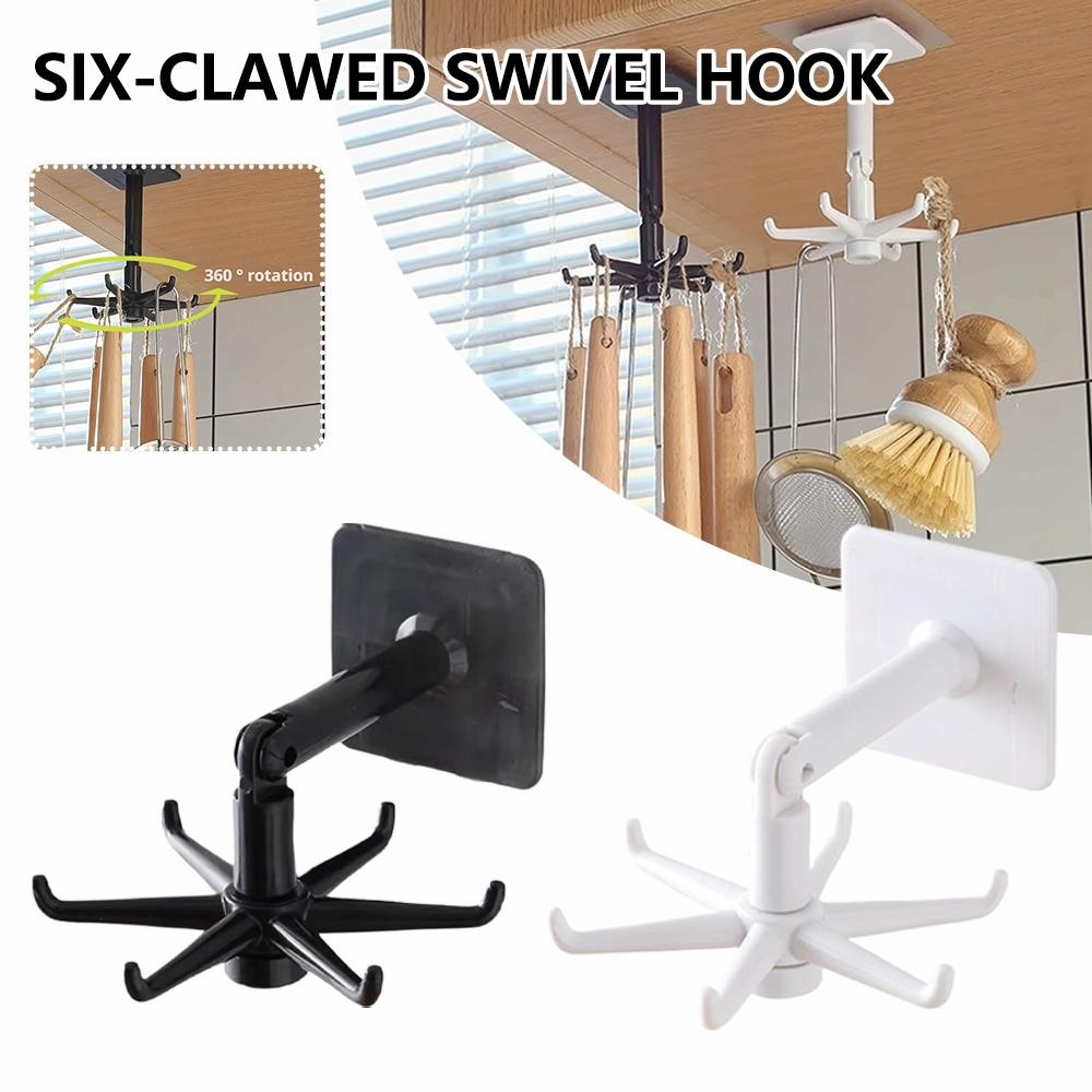 Six-claw Swivel Hook- 360° Rotating Six-claw Suction Folding Utensil ...