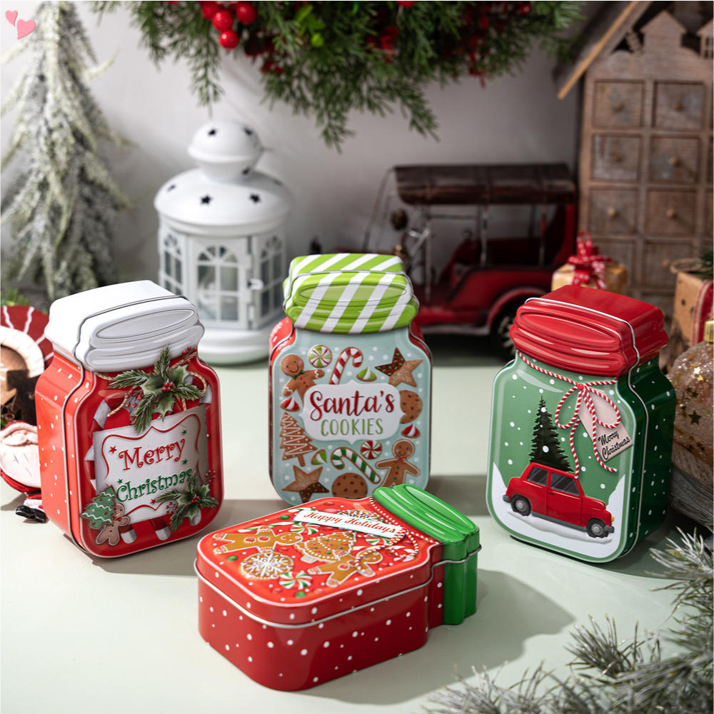 Christmas Tin Box Candy Cookie Box Biscuit Chocolates Gift Metal Tin ...