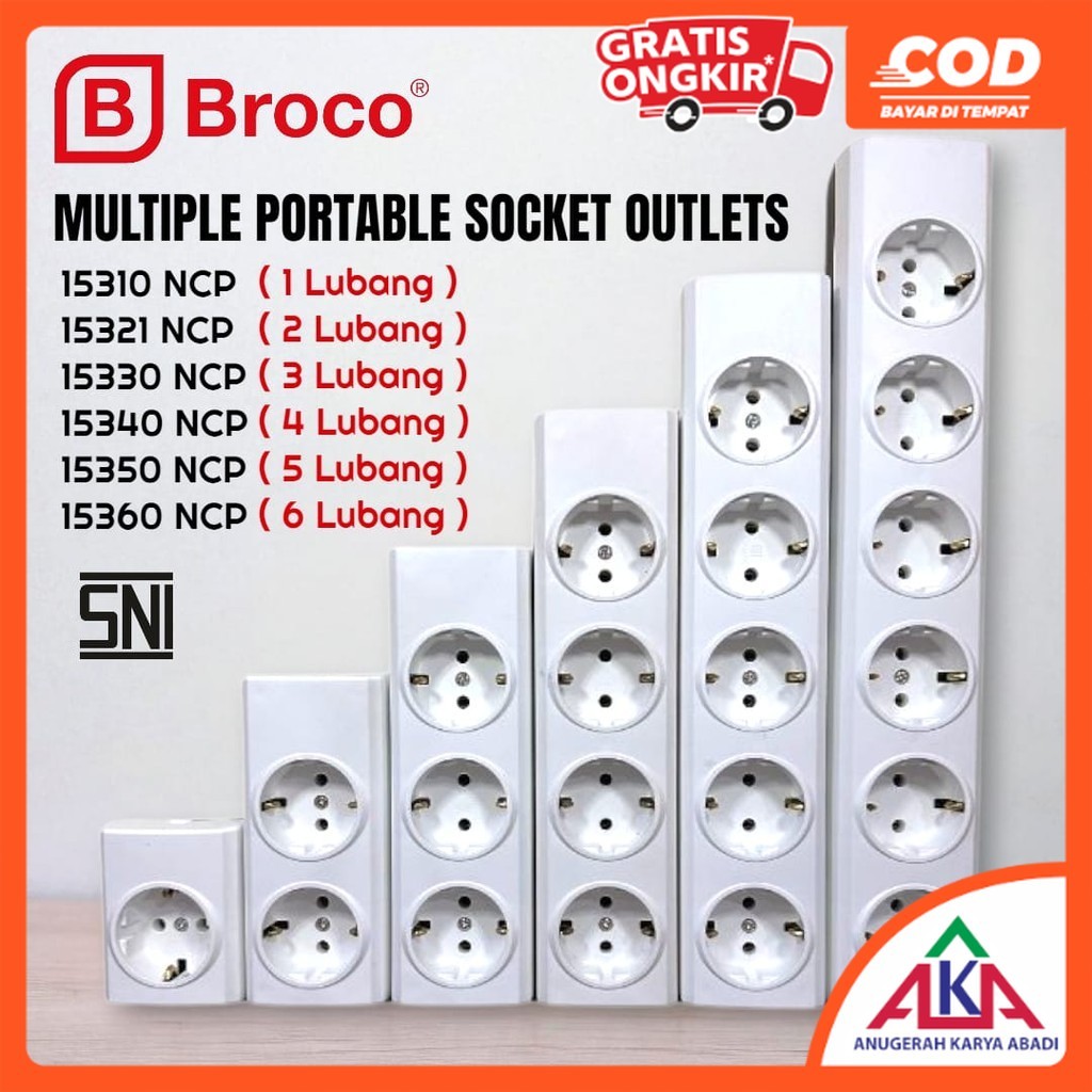 NCP 1 Grounded SocketBroco 2/s 3/s 4/s 5/s 6 Holes 16A Multi Gang ...