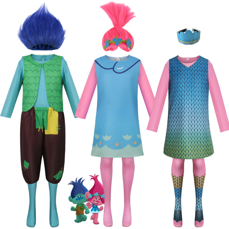 Troll costume Anime Bobby Dress Wig Children Bran cosplay Halloween ...