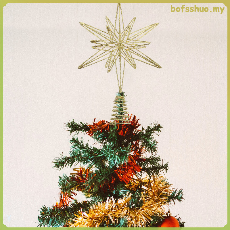 Glitter Star Tree Topper: Golden Sparkling Iron Christmas Tree Topper ...