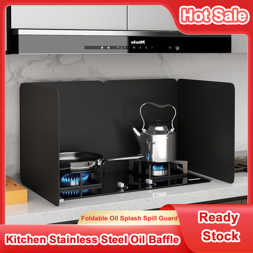 🔥Ready Stock🔥Black Oil Splash Guard Foldable Kitchen Oil Fume Baffle ...