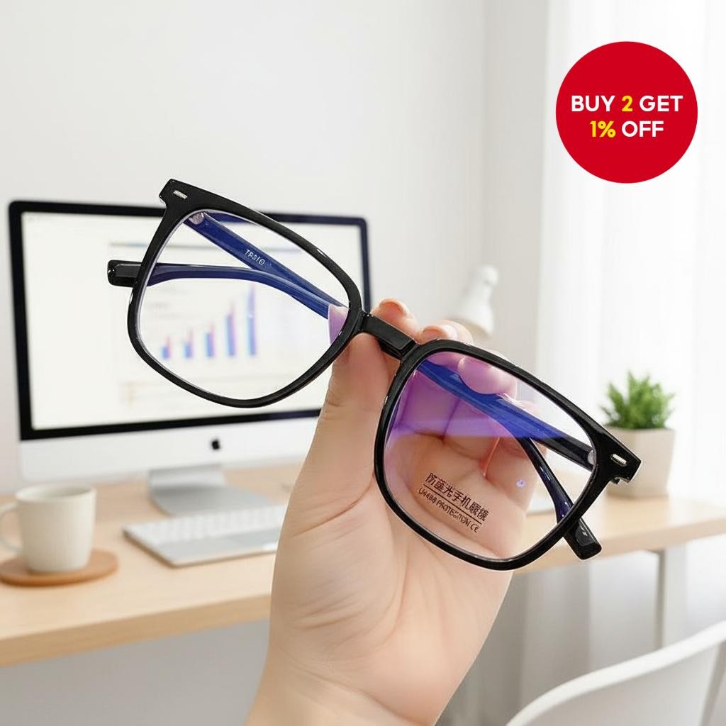 Stylish Korean Square Eyeglasses - Blue Light Blocking Anti-Radiation ...