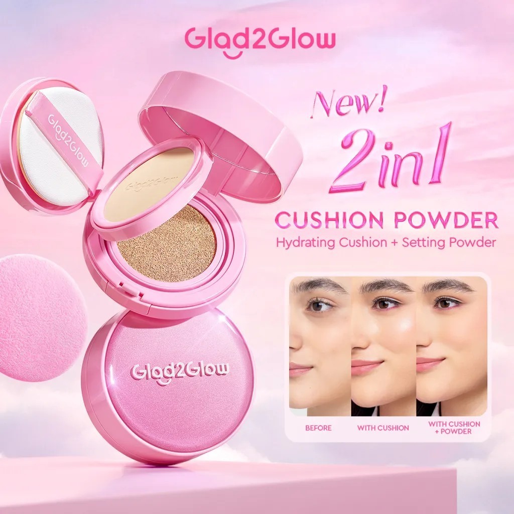 Glad2Glow 2in1 Perfect Pair Cushion Powder Setting Powder Hydrating ...